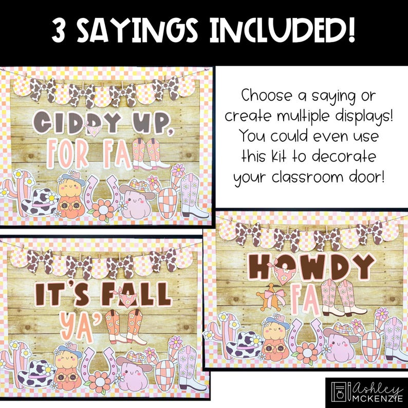 Giddy up Fall Bulletin Board Idea September Door Decor Printable ...