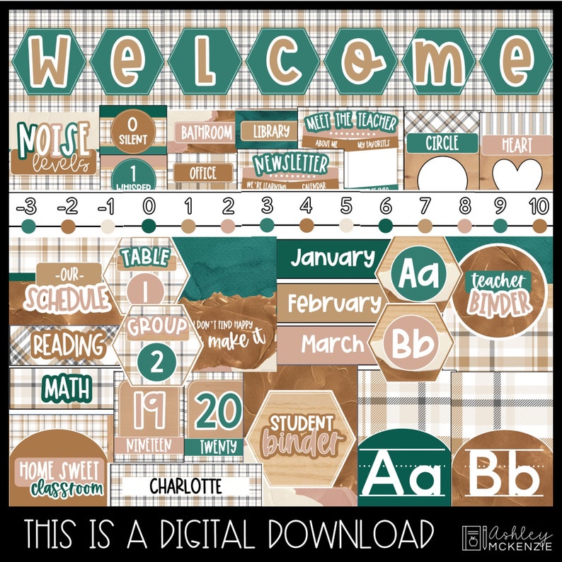 Modern Plaid Themed Classroom Decor Bundle Editable Classroom - Etsy