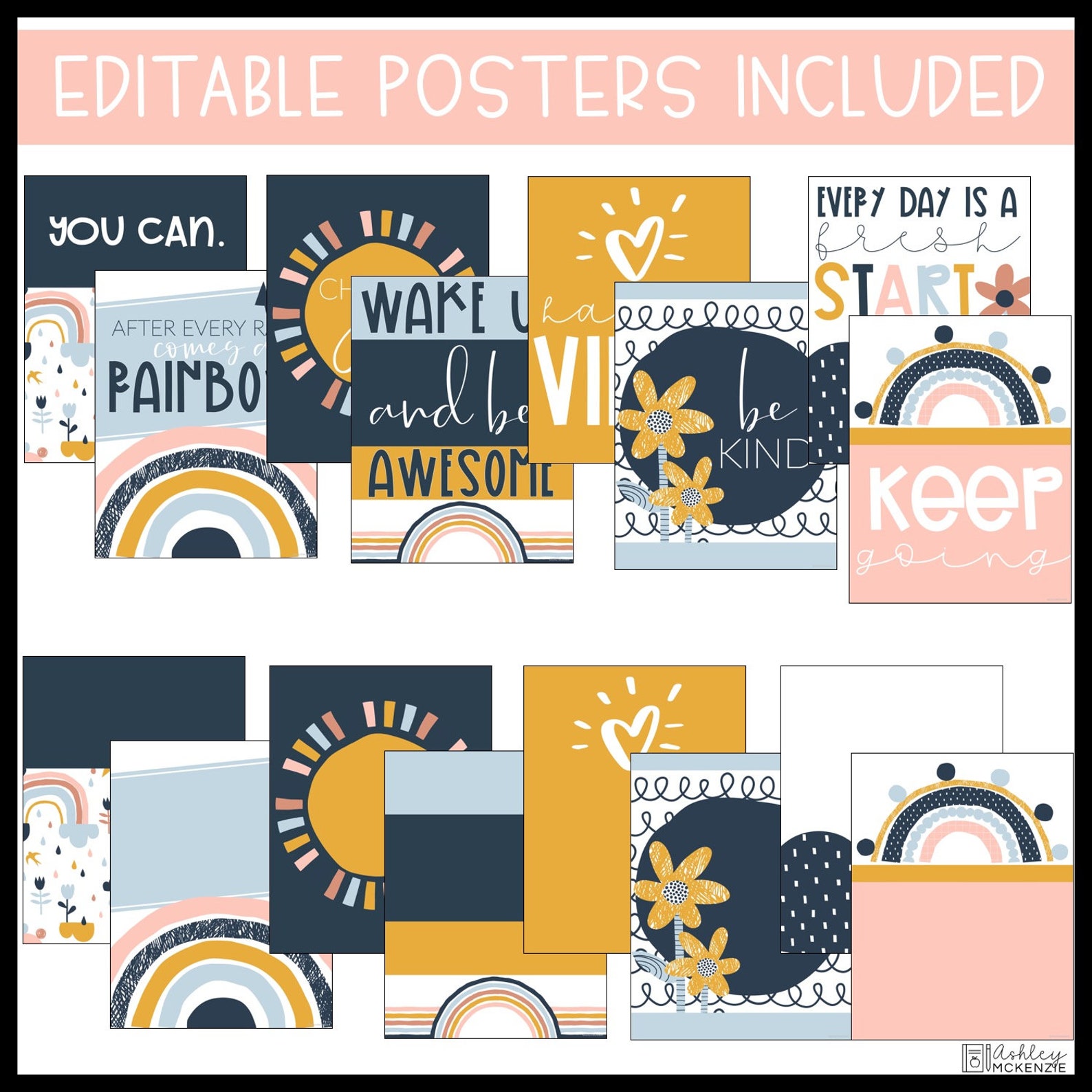 Boho Rainbow Classroom Posters Easy and Modern Classroom - Etsy