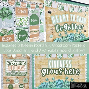 Modern Greenery Back to School Classroom Decor, Bulletin Board Kit ...