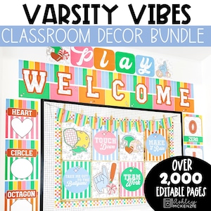 Sports Theme Classroom Decor Bundle Editable Bright Colors Classroom ...