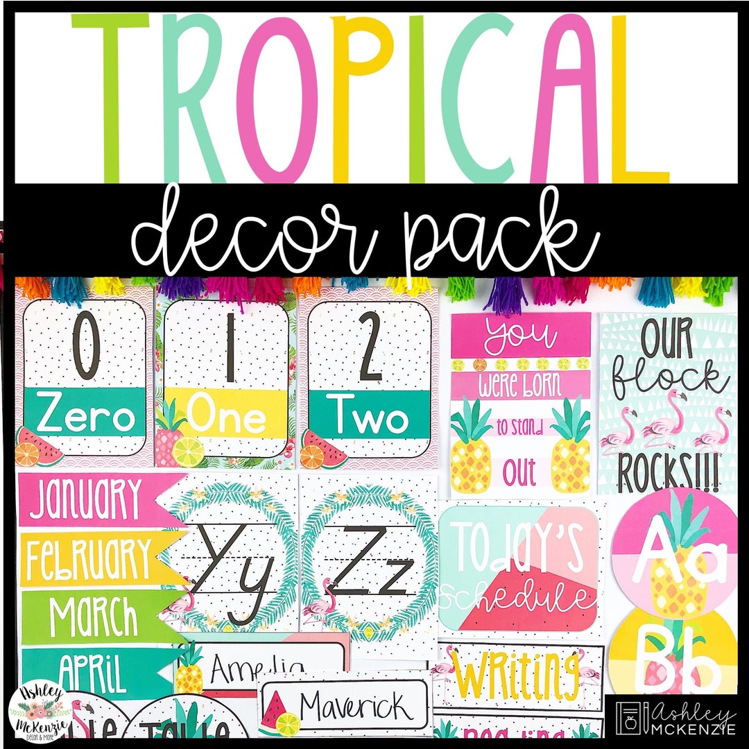Tropical Flamingo Classroom Decor Bundle, Easy and Modern Classroom ...