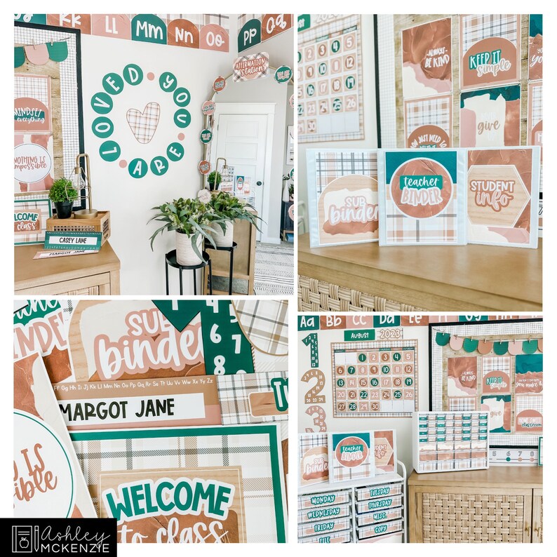 Modern Plaid Themed Classroom Decor Bundle, Editable Classroom Decor ...