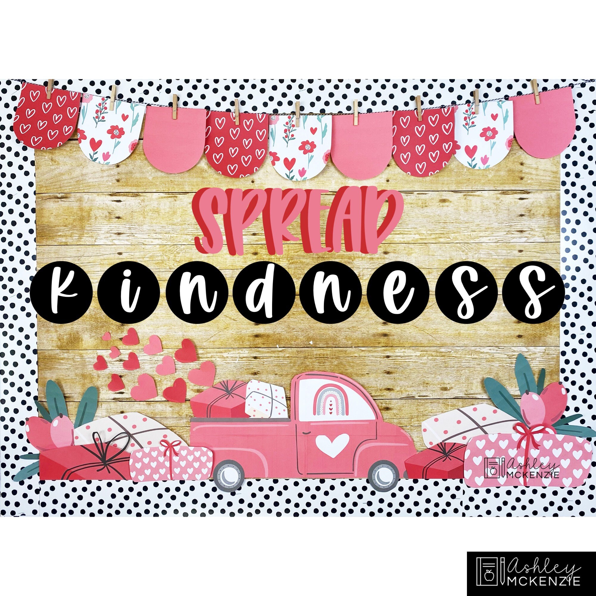 Valentine's Day Bulletin Board, Red Truck February Door Decor, Random ...
