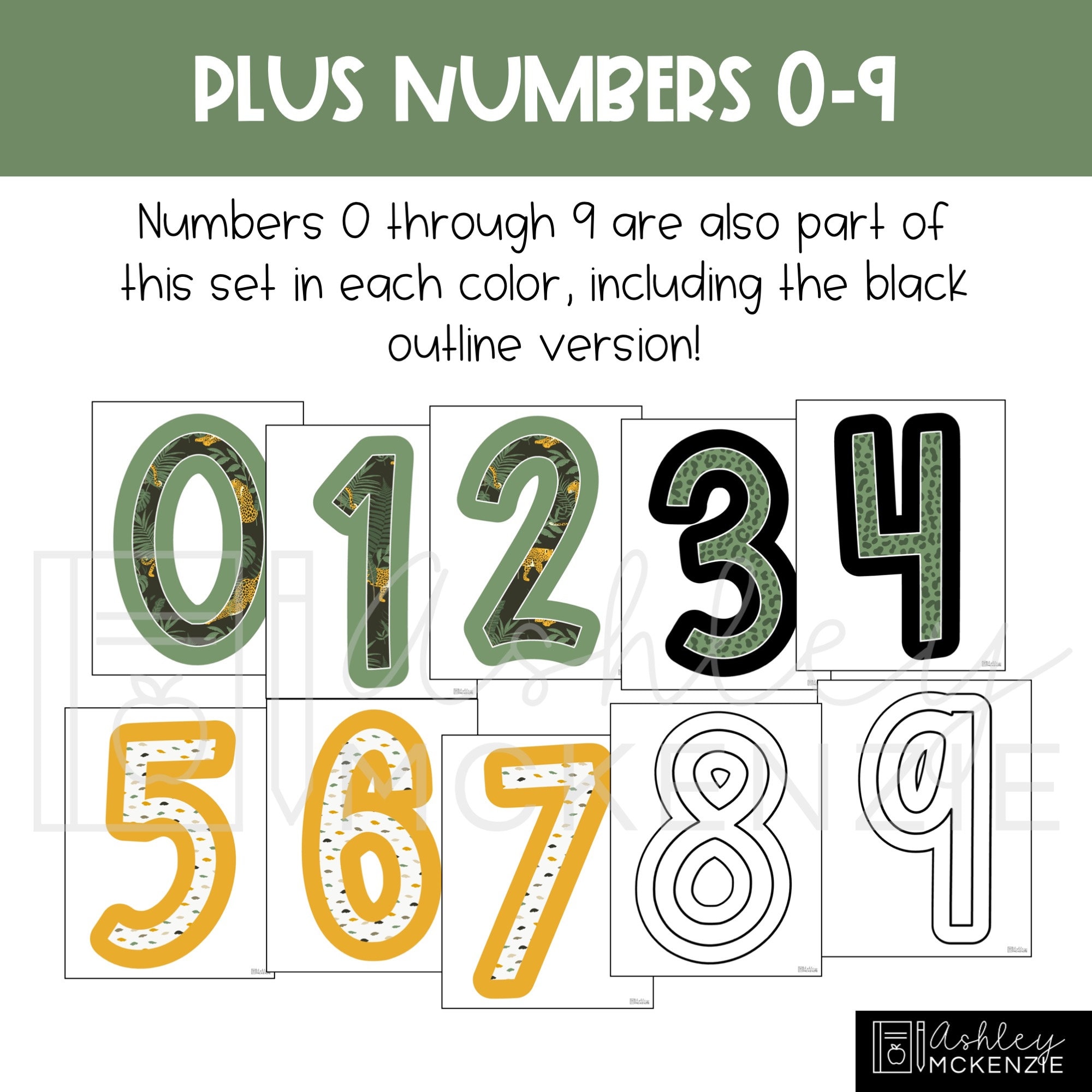 Modern Jungle Classroom Decor, A-Z Bulletin Board Letters, Punctuation, and Numbers, Easy Back ...