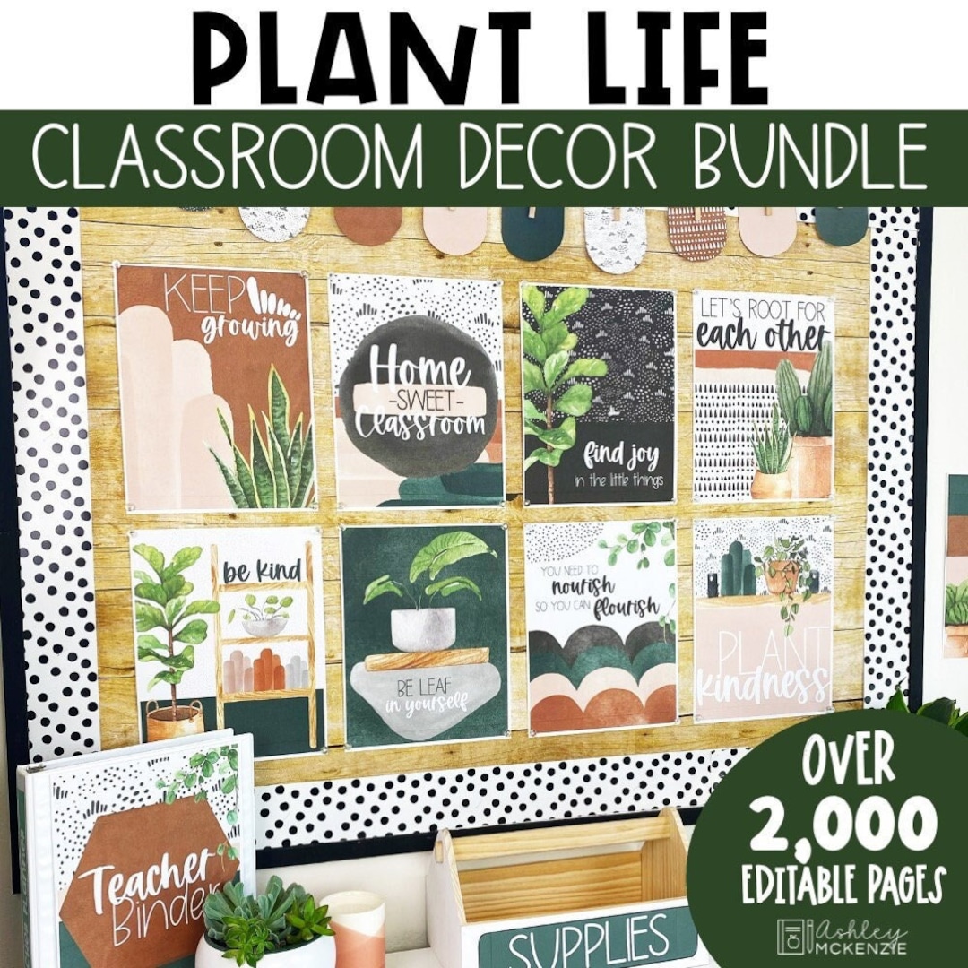 Boho Plants Classroom Decor Bundle Calm Classroom Decorations Back to ...