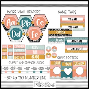 Calm Terrazzo Classroom Decor Bundle Editable Calm Colors Decor Pastel ...
