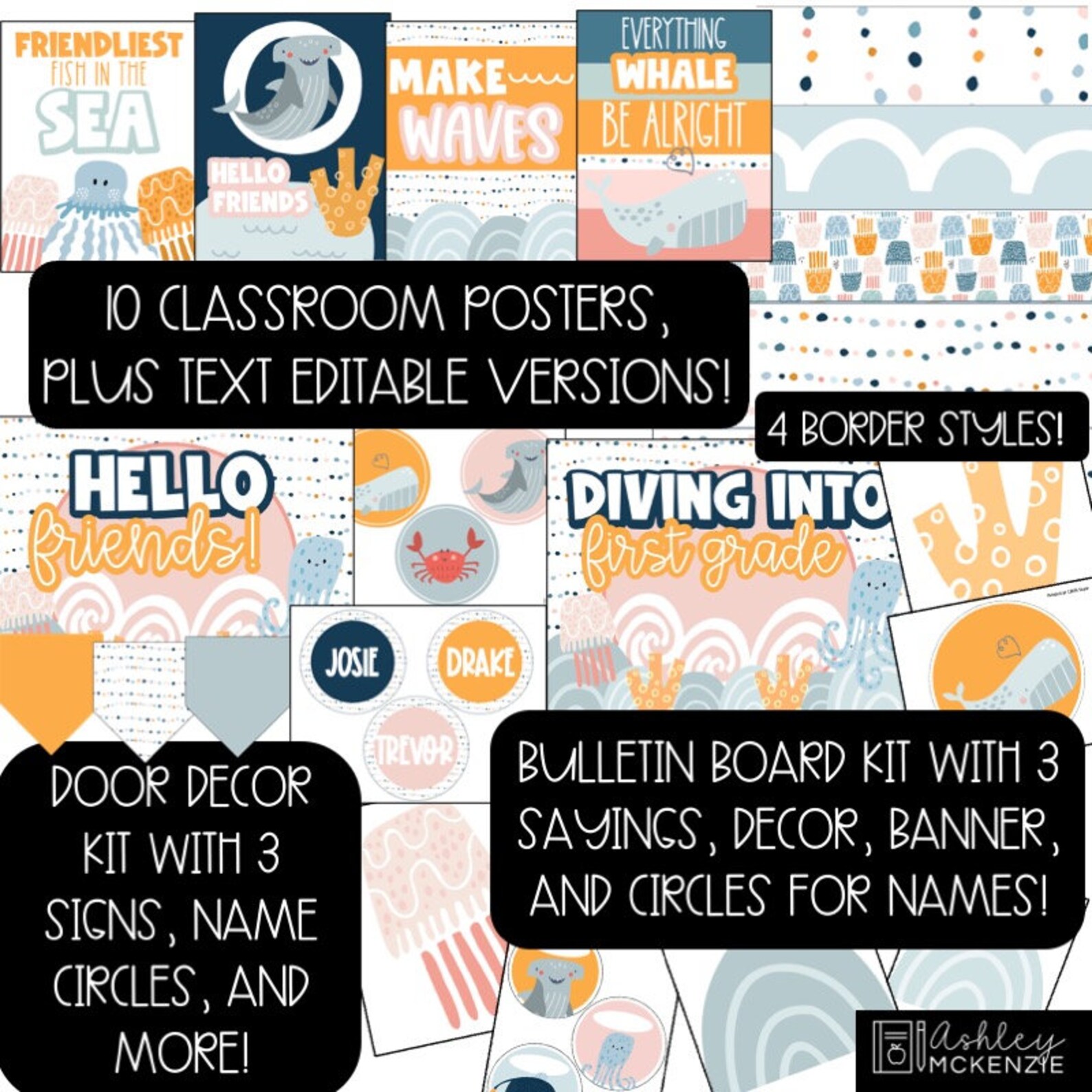 Boho Ocean Back to School Classroom Decor Bulletin Board Kit - Etsy