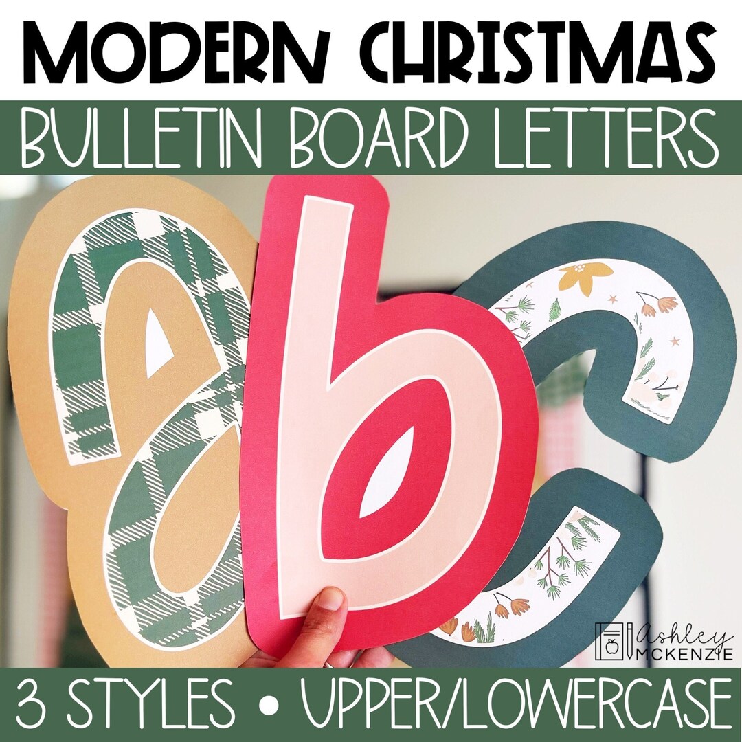 Modern Christmas Classroom Decor, A-Z Bulletin Board Letters ...