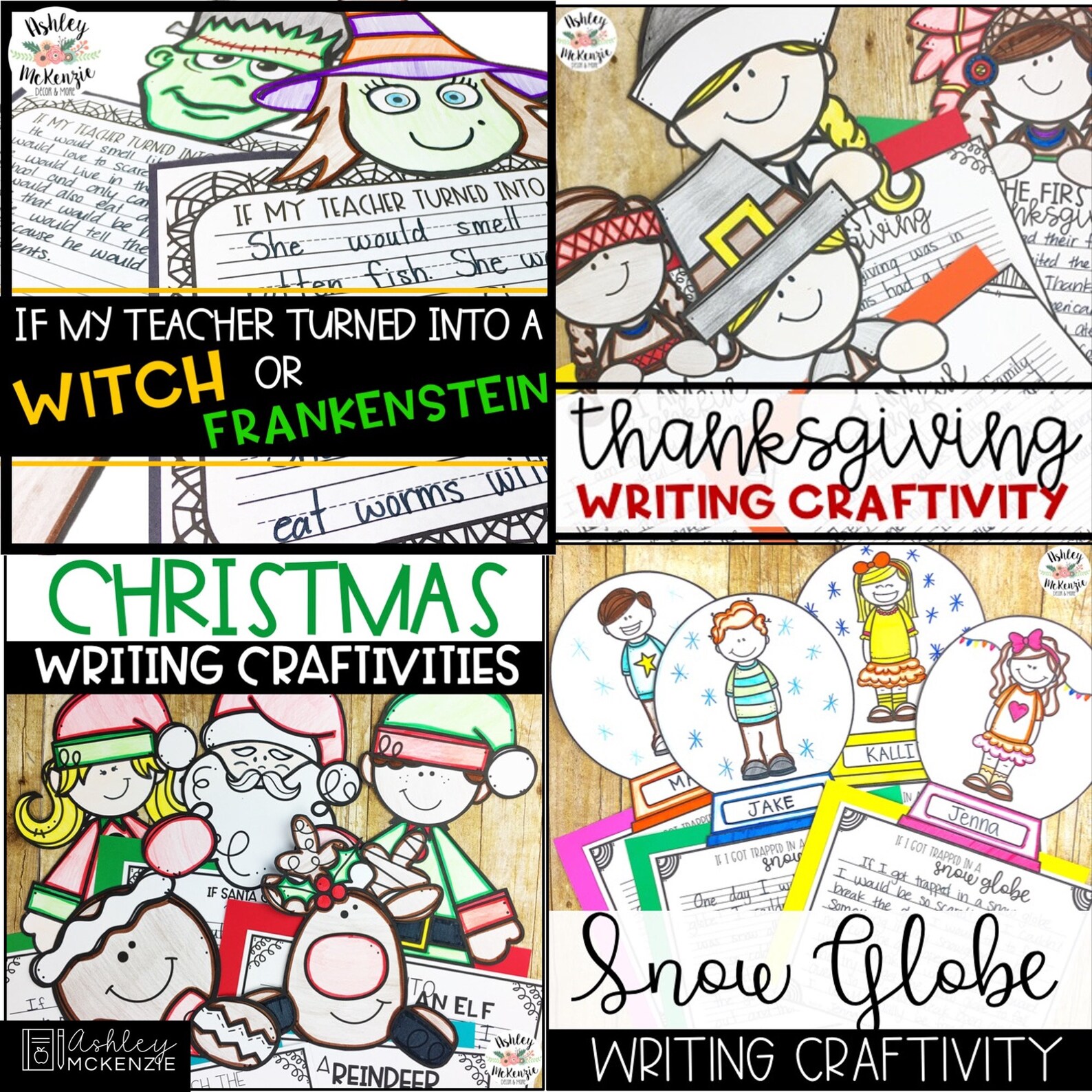 Seasonal Writing Crafts Bundle, Creative Writing Prompts for Holidays ...