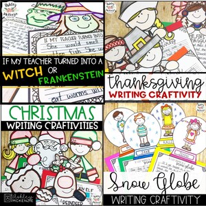 Seasonal Writing Crafts Bundle, Creative Writing Prompts for Holidays ...