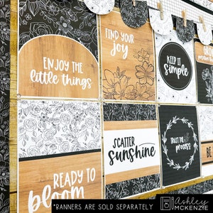 Black and White Floral Classroom Posters, Easy and Modern Classroom ...