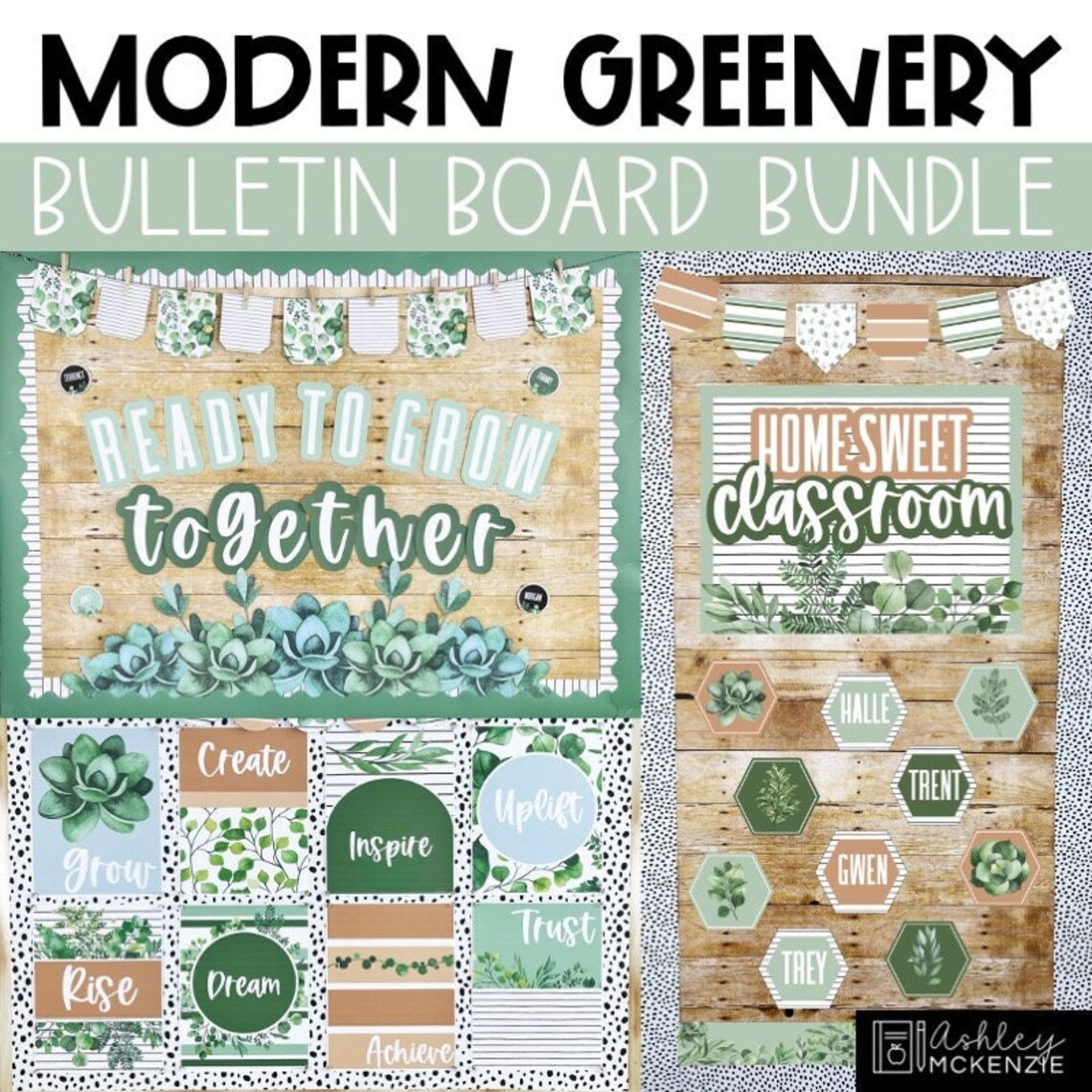 Modern Greenery Back to School Classroom Decor Bulletin Board - Etsy