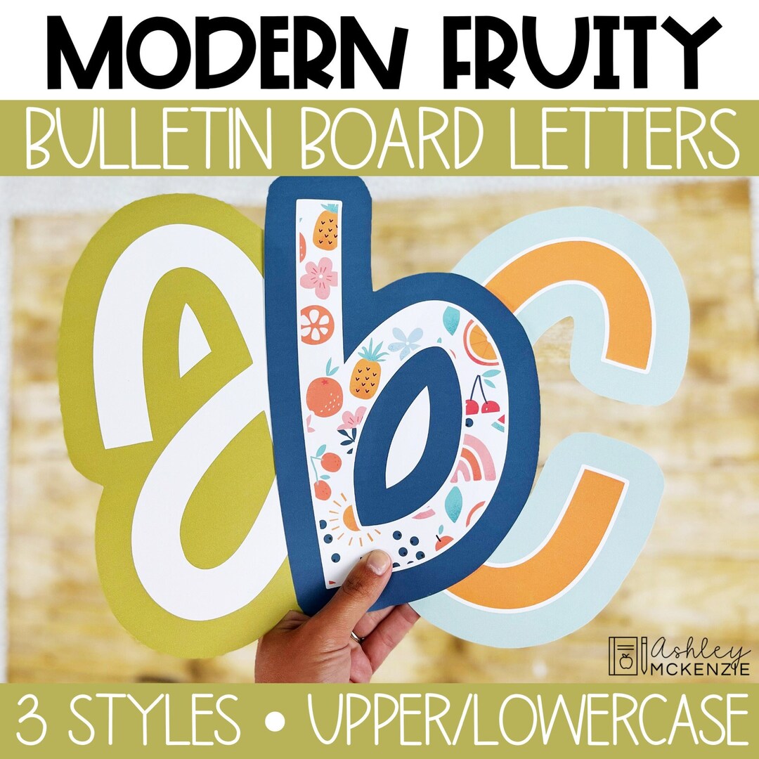 Modern Fruity Classroom Decor, A-Z Bulletin Board Letters, Punctuation ...