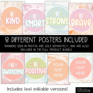 Marbled Pastel Themed Classroom Posters, Calm Classroom Decor, Easy and ...