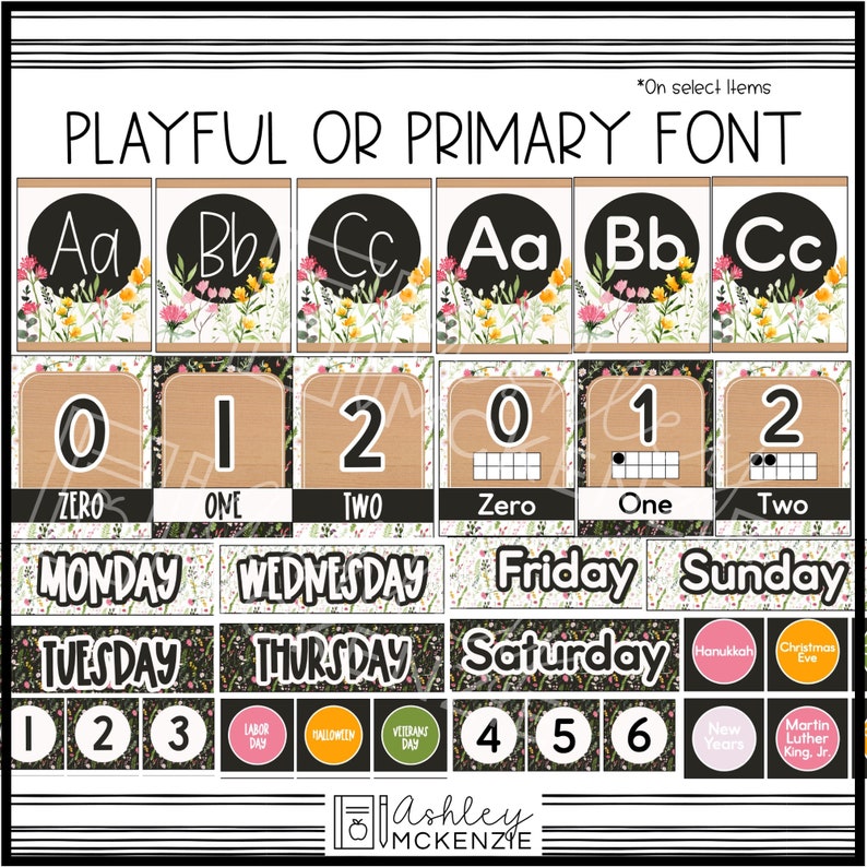 Wildflower Classroom Decor Bundle Elementary Classroom Theme Editable ...