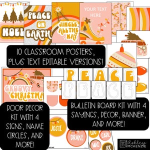 Retro Christmas Classroom Decor, Bulletin Board Kit, Classroom Posters ...