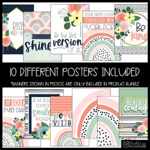 Boho Rainbow Flowers Classroom Posters Easy and Modern - Etsy