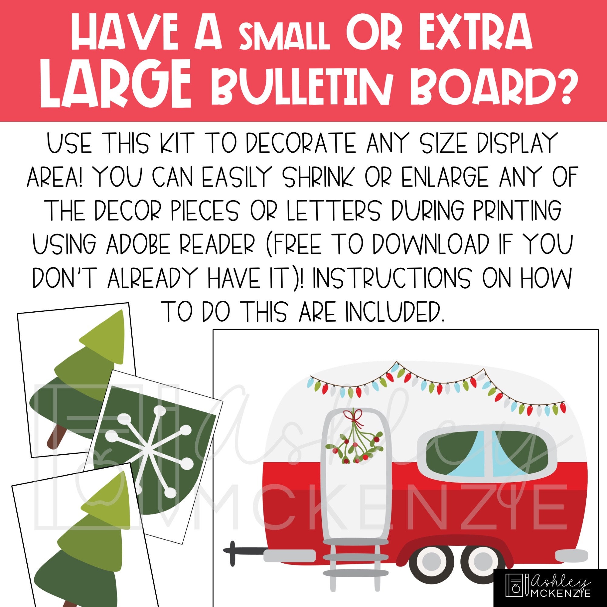 Christmas Bulletin Board or Classroom Door Decor, Camper Theme, Easy ...
