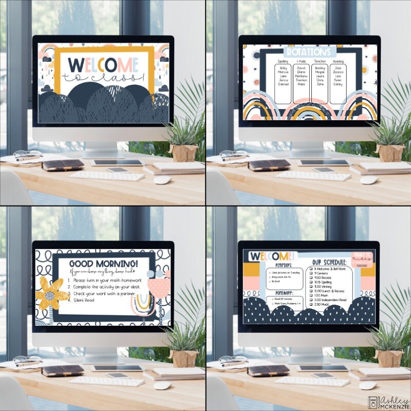 Boho Rainbow Slides and Powerpoint Templates, Digital Classroom ...