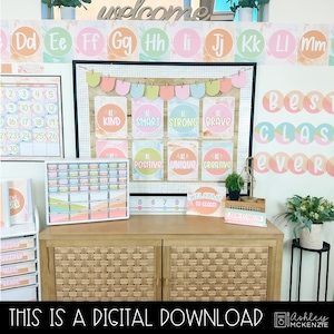 Marbled Pastel Themed Classroom Decor Bundle Editable Classroom Decor ...