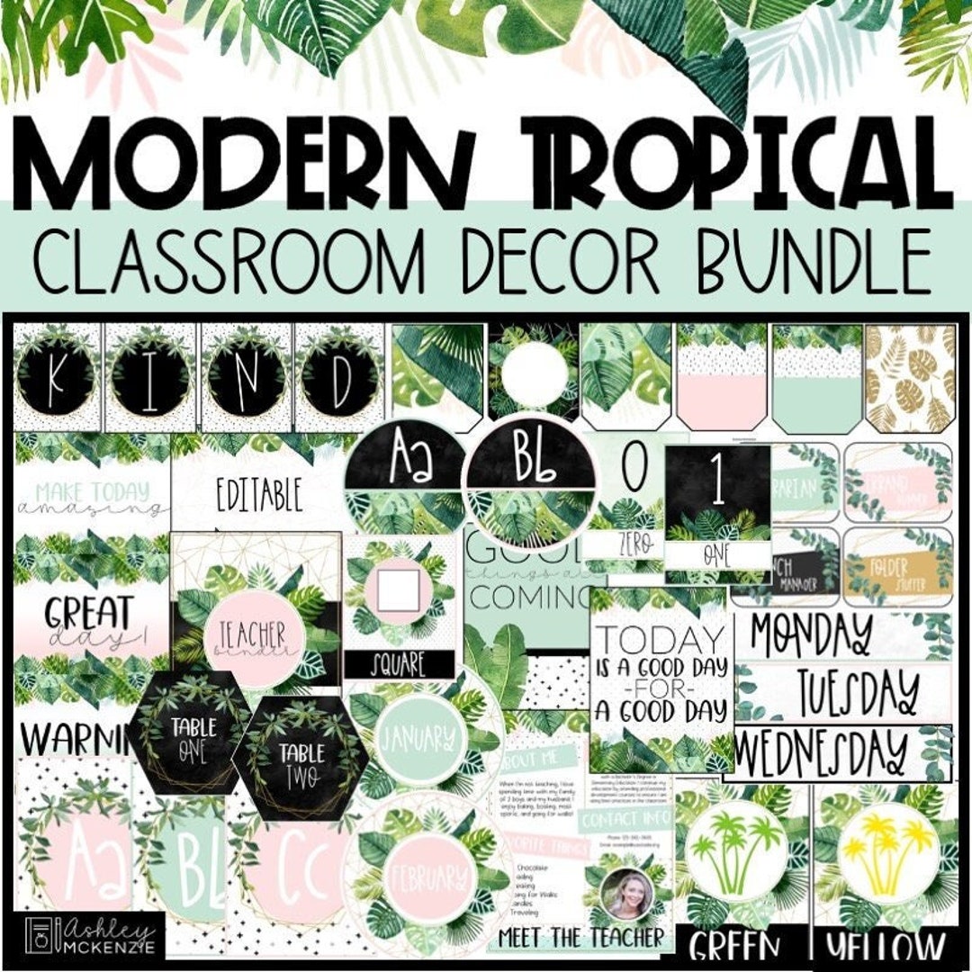 Modern Tropical Classroom Decor Bundle, Calm Class Themes, Easy ...