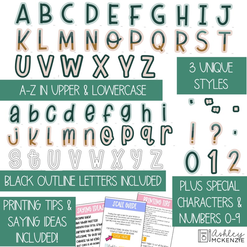 Coastal Classroom Decor A-Z Bulletin Board Letters - Etsy