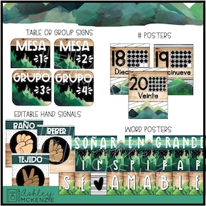 Spanish Scandi Mountains Classroom Decor Bundle, Easy and Modern ...