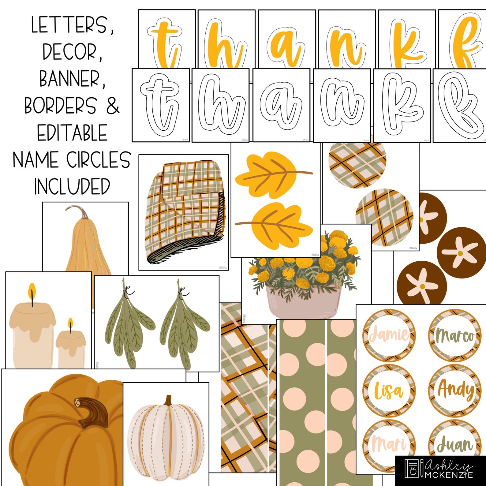 Modern Thanksgiving Bulletin Board Kit November Theme Easy - Etsy
