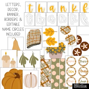Modern Thanksgiving Bulletin Board Kit, Door Decorating Kit, November ...