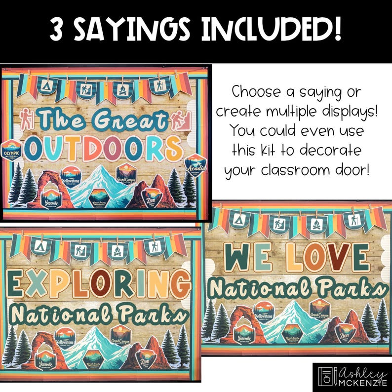 National Parks Bulletin Board Bundle Back to School Slides Adventure ...