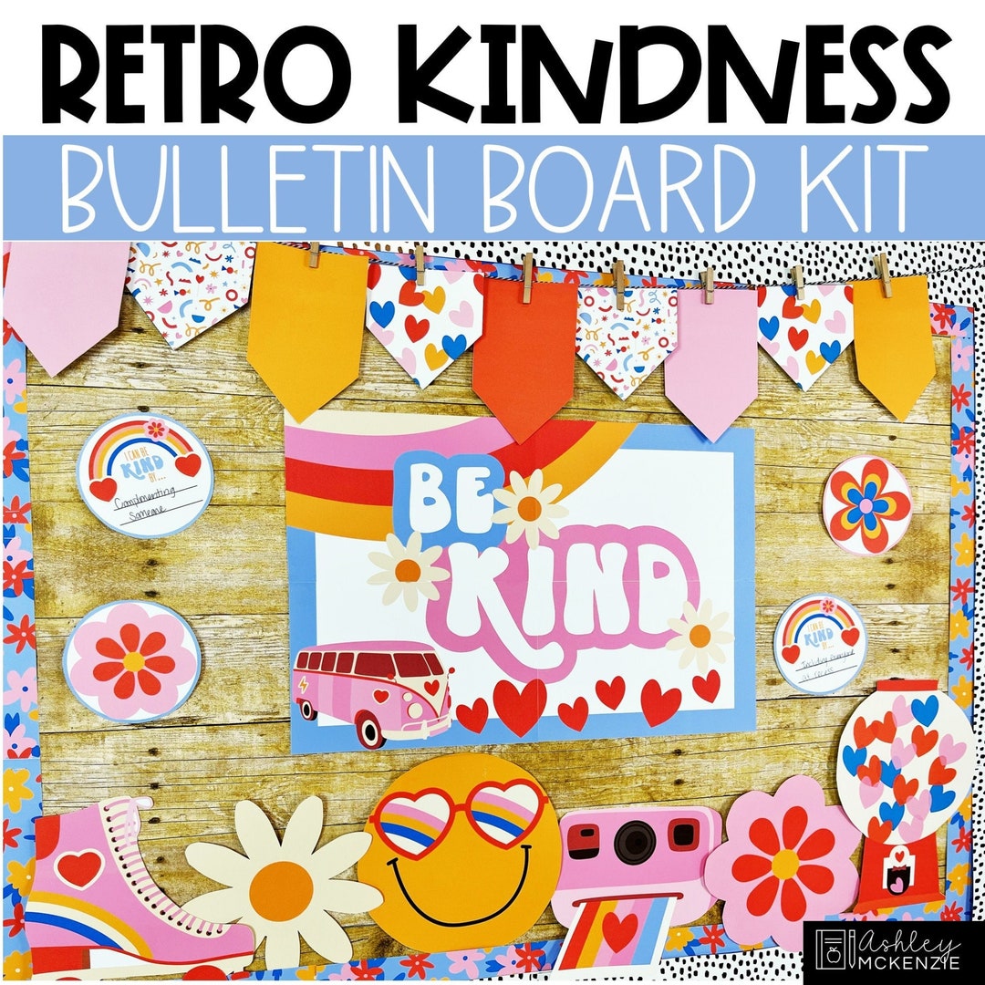 Valentine's Day Bulletin Board Kit, February Door Decor, Retro Style ...