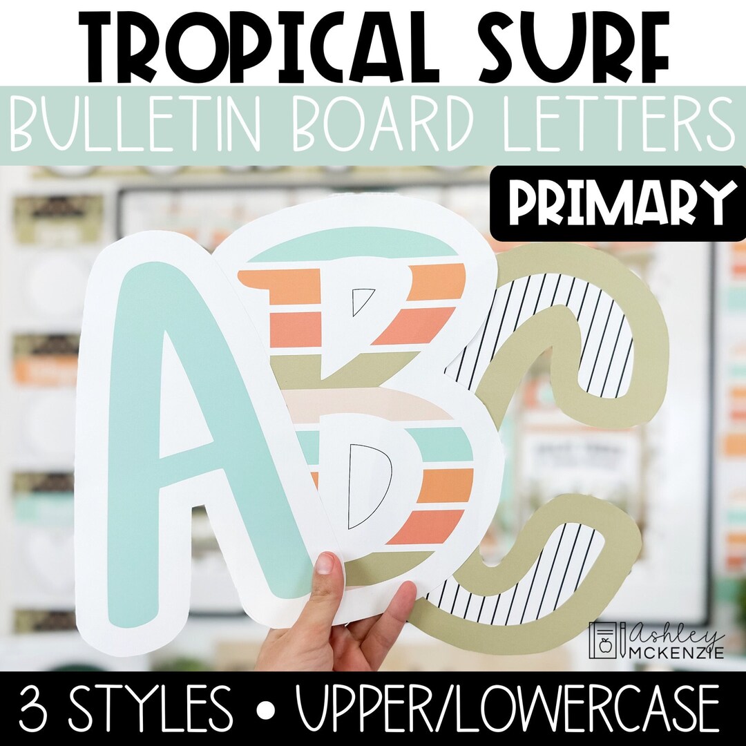 Tropical Surf Classroom Decor, Primary Font A-Z Bulletin Board Letters ...