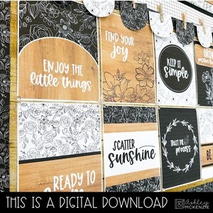 Black and White Floral Back to School Classroom Decor, Bulletin Board ...