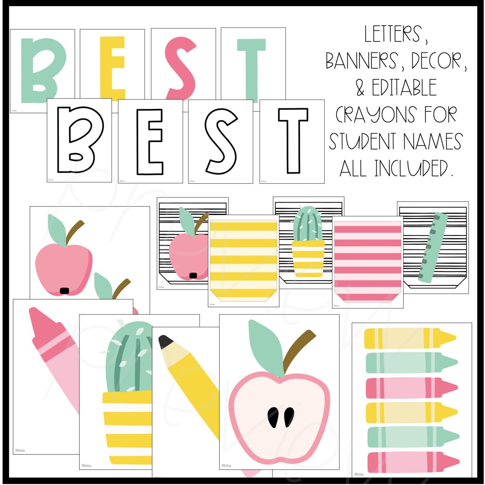 School Supplies Back to School Bulletin Board or Classroom - Etsy