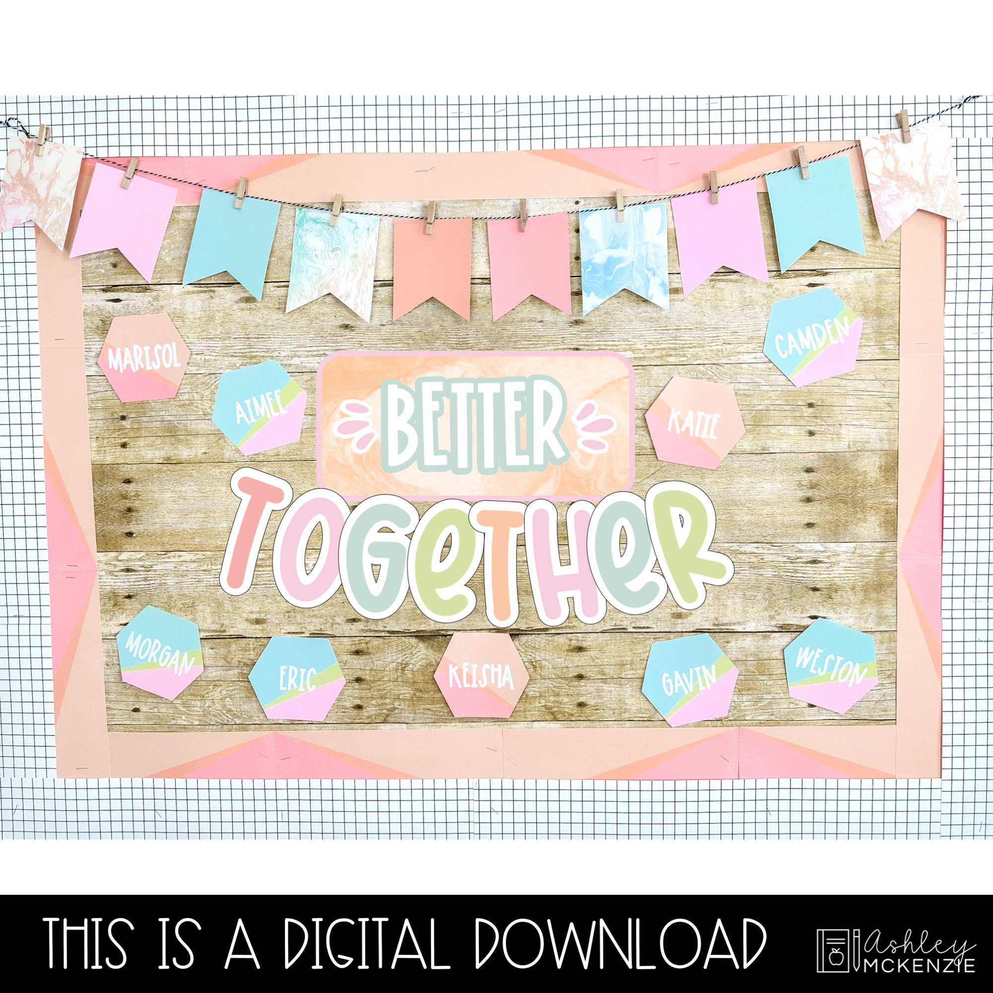 Marbled Pastel Back to School Bulletin Board Kit, Easy and Modern ...