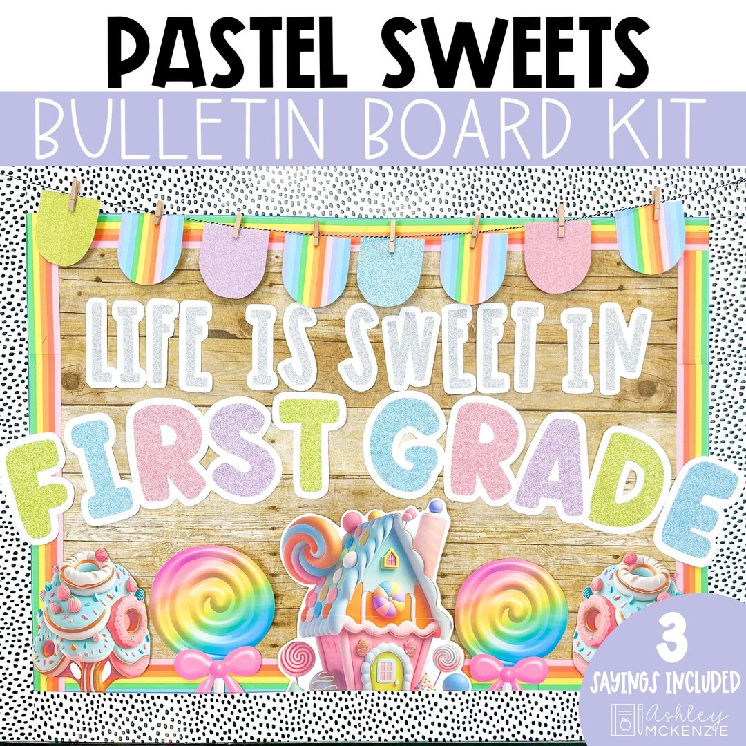 Pastel Sweets Back to School Bulletin Board Kit Pastel Classroom Door ...