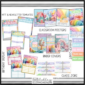 Pastel Classroom Decor Bundle Calm Colors Pastel Sweets Theme Editable ...