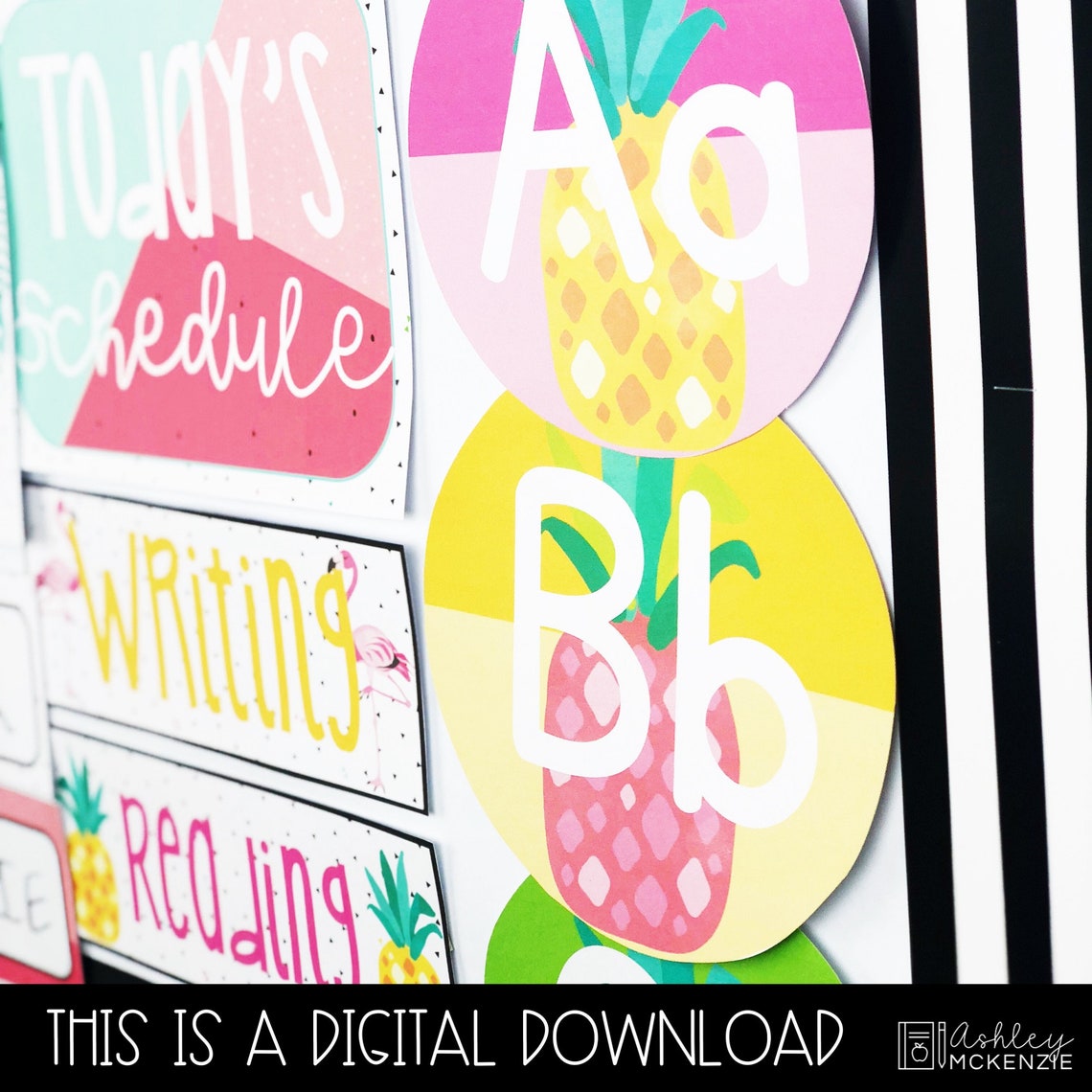 Tropical Flamingo Classroom Decor Bundle Easy and Modern - Etsy