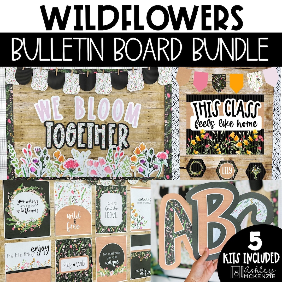 Wildflowers Back to School Classroom Decor, Bulletin Board Kit ...