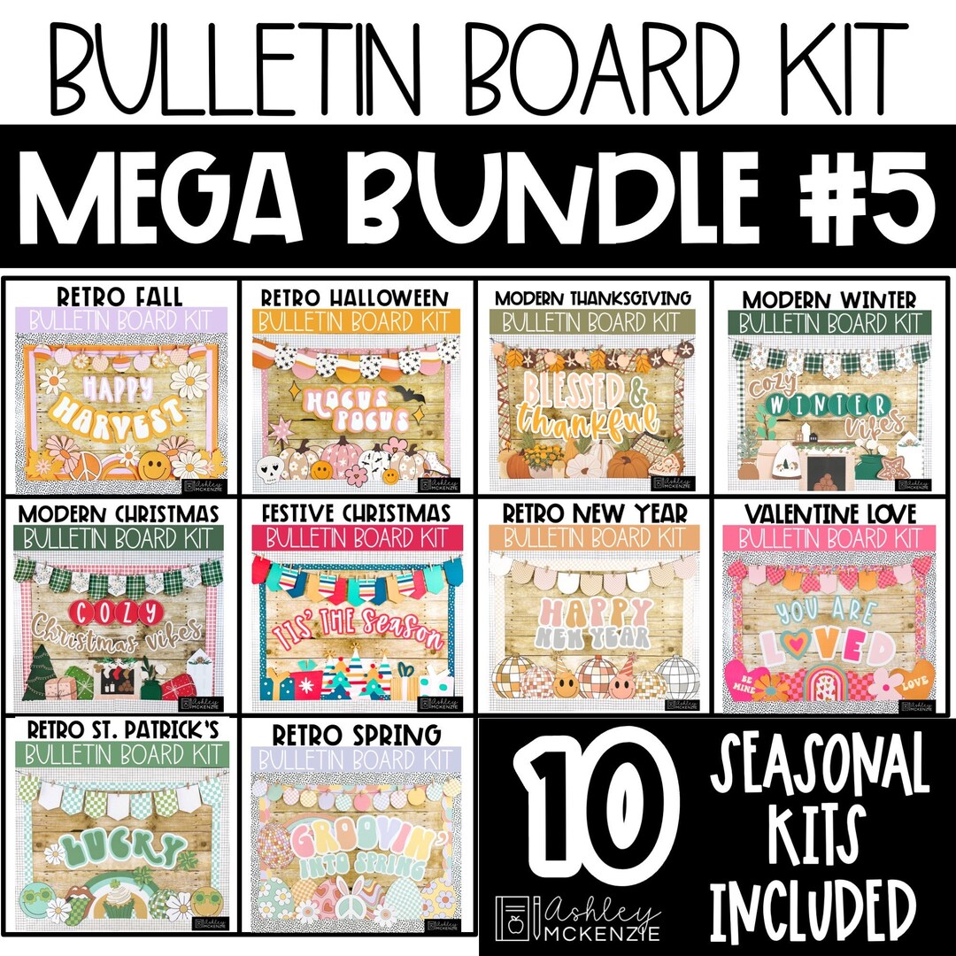Bulletin Board Kits Bundle 5, Seasonal Classroom Decor for the Whole ...