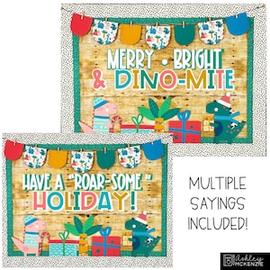 Christmas Dinosaur Theme Bulletin Board Kit, Easy Holiday Classroom ...