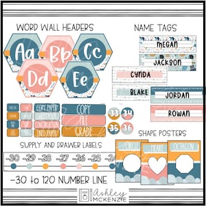 Boho Ocean Classroom Decor Bundle Modern Back to School Bulletin Board ...