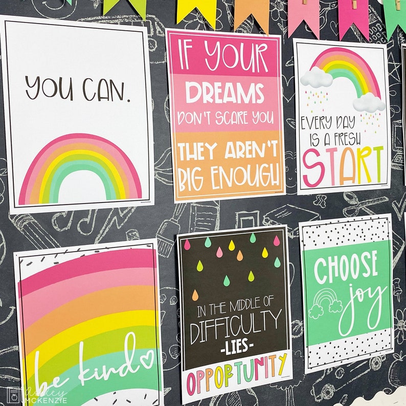 Rainbow Growth Mindset Classroom Posters Easy and Modern - Etsy