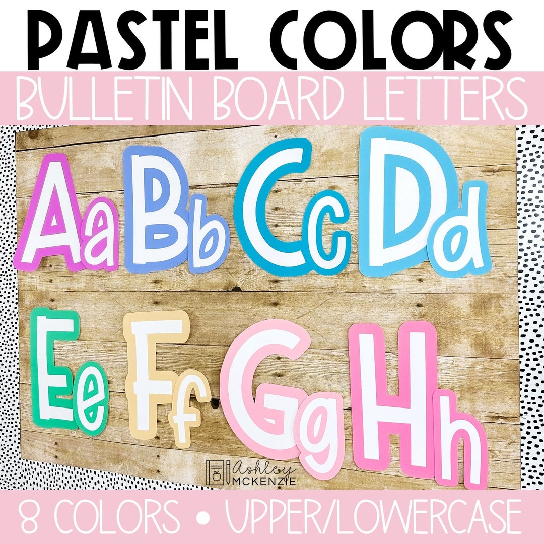Pastel Colors A-Z Bulletin Board Letters, Punctuation, and Numbers ...