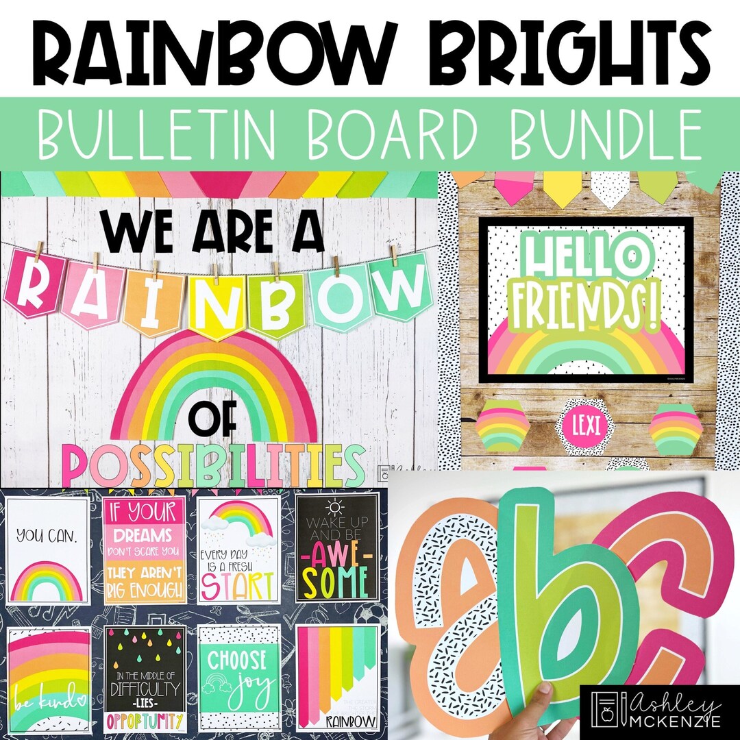 Bright Rainbow Classroom Decor Bulletin Board Kit Classroom - Etsy