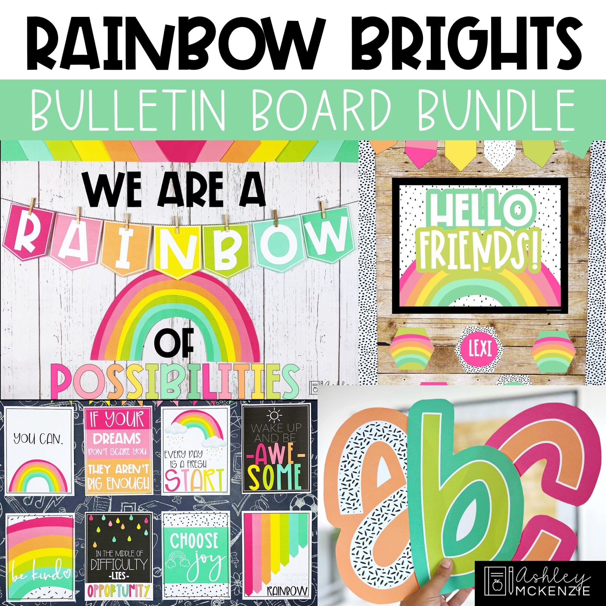 Bright Rainbow Classroom Decor Bulletin Board Kit Classroom - Etsy ...