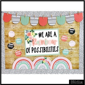 Boho Rainbow Flowers Back to School Bulletin Board or Classroom Door ...