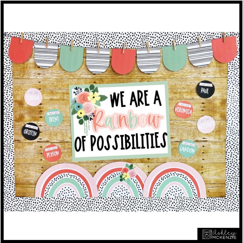 Boho Rainbow Flowers Back to School Bulletin Board or - Etsy