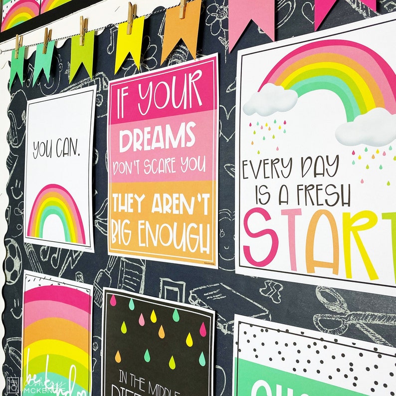 Rainbow Growth Mindset Classroom Posters Easy and Modern - Etsy